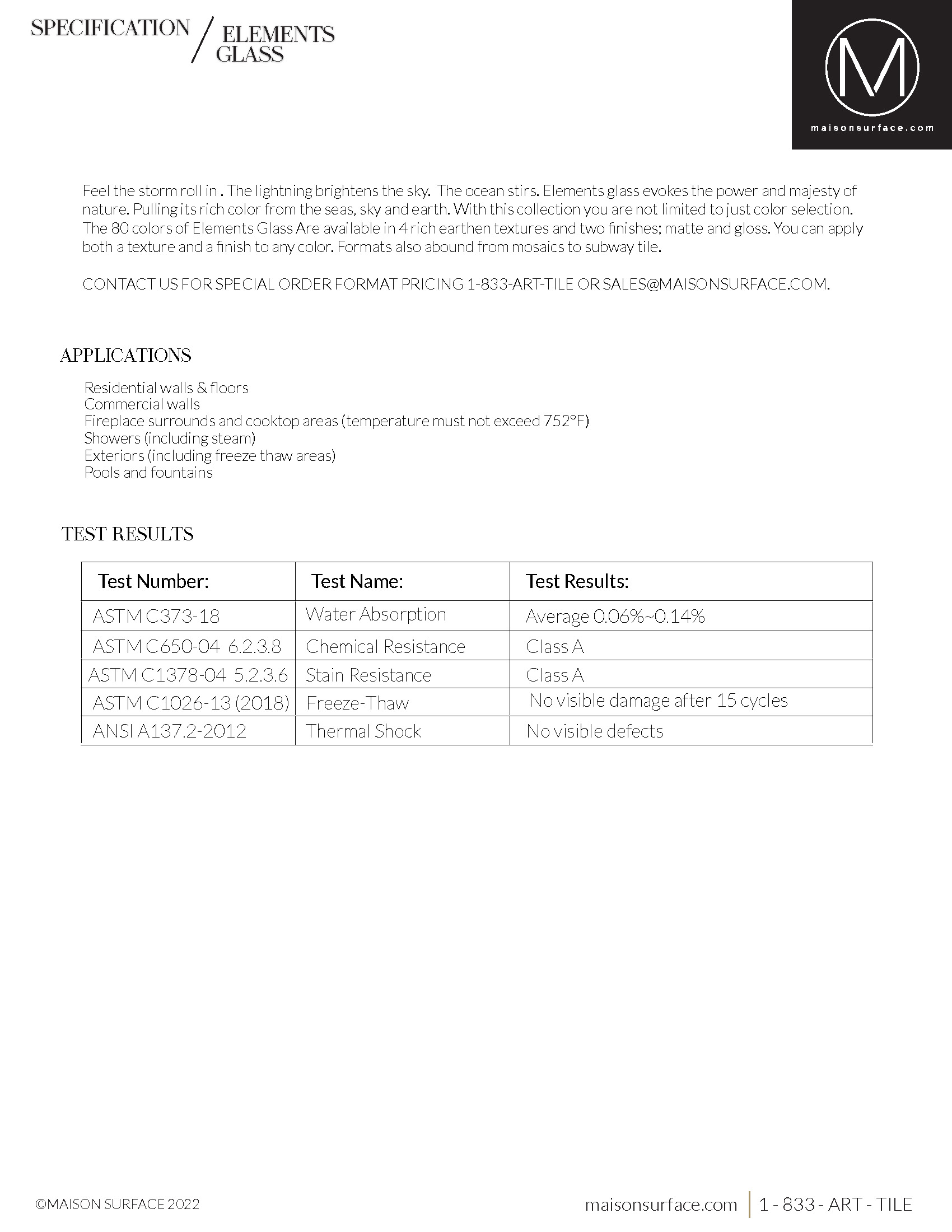 Maintenance | Specification | Maison Surface USA